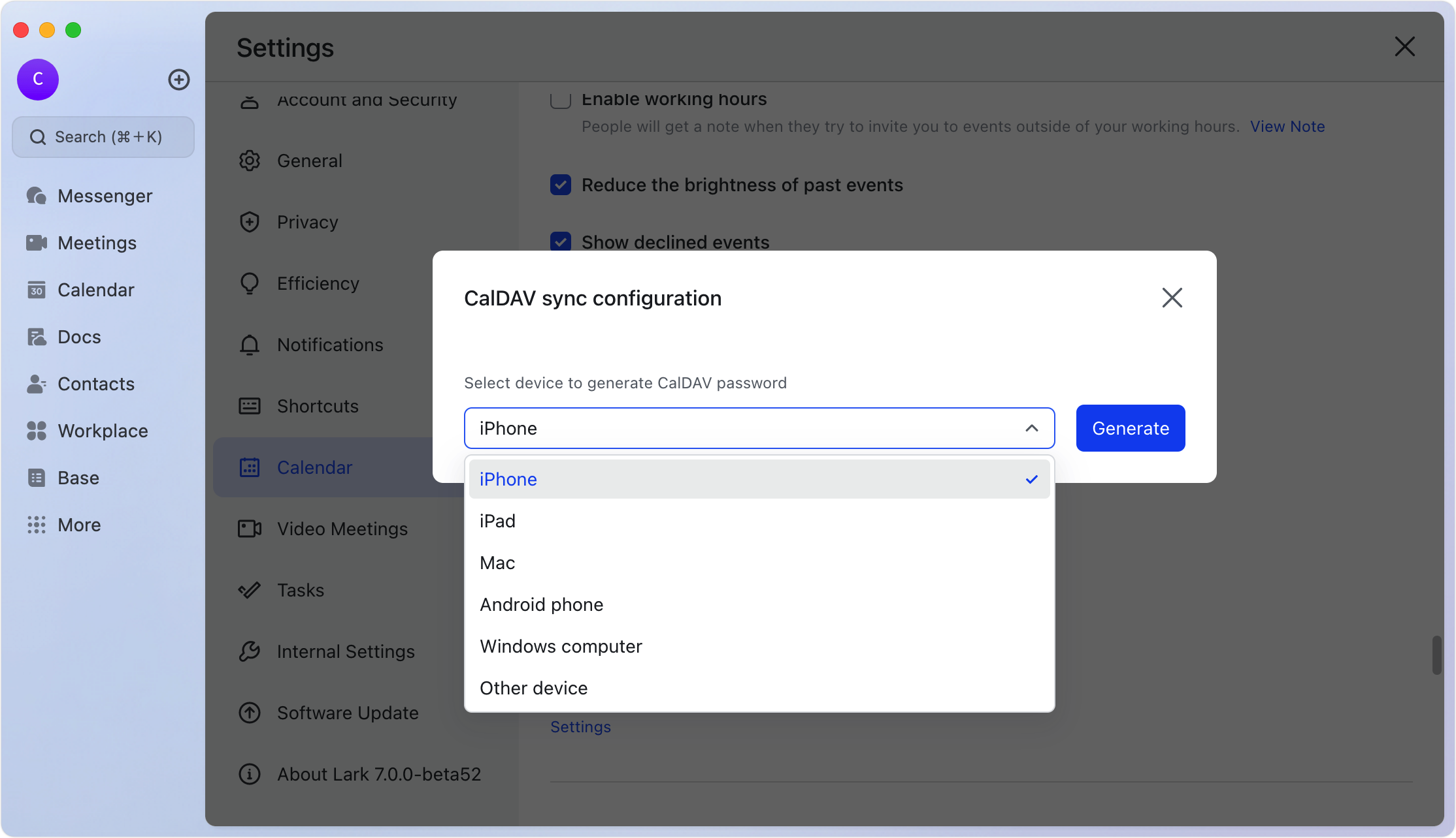 Perform a one-way sync between your device's calendar and Feishu Calendar